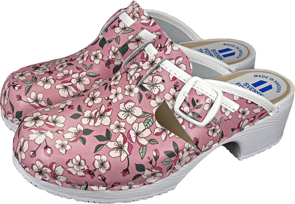 NHS Care vårdtoffel st 40 rosa blom m justerbar vrist