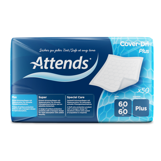Inkontinensskydd Attends Cover-Dri Plus 60x60cm 50st/fp