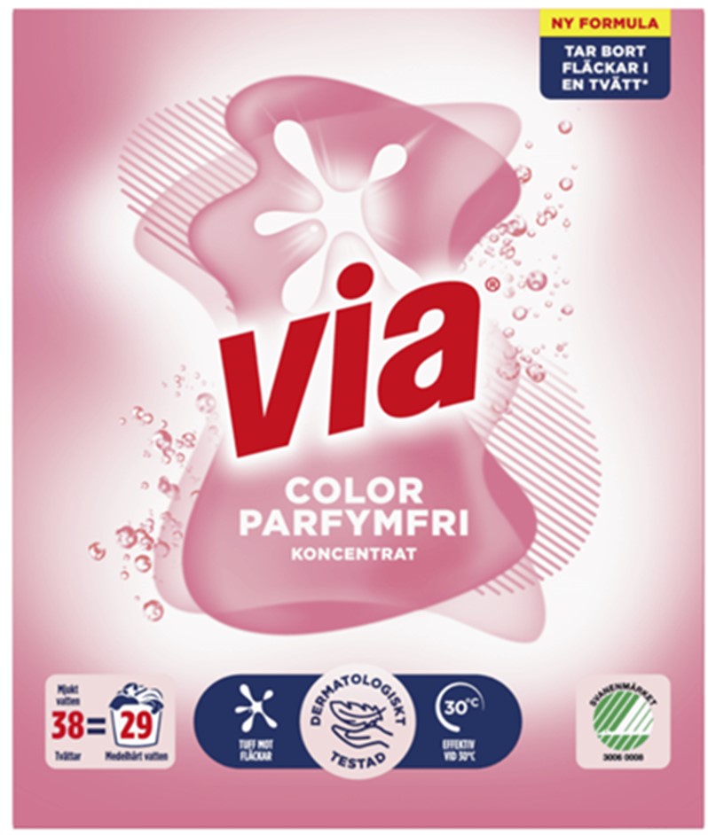 Tvättmedel Via Color Parfymfri 1,52 kg