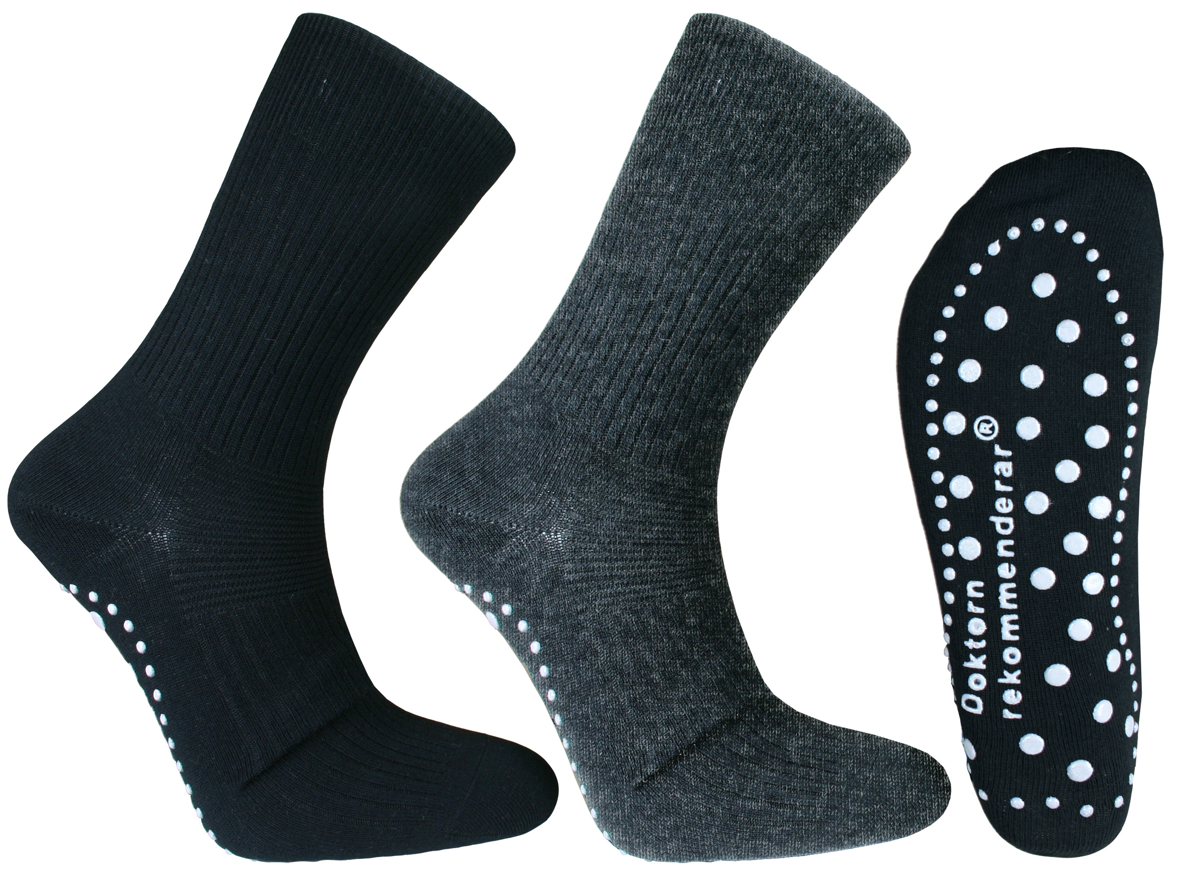 Socka med halkskydd och extra lös resår svart st 43-45